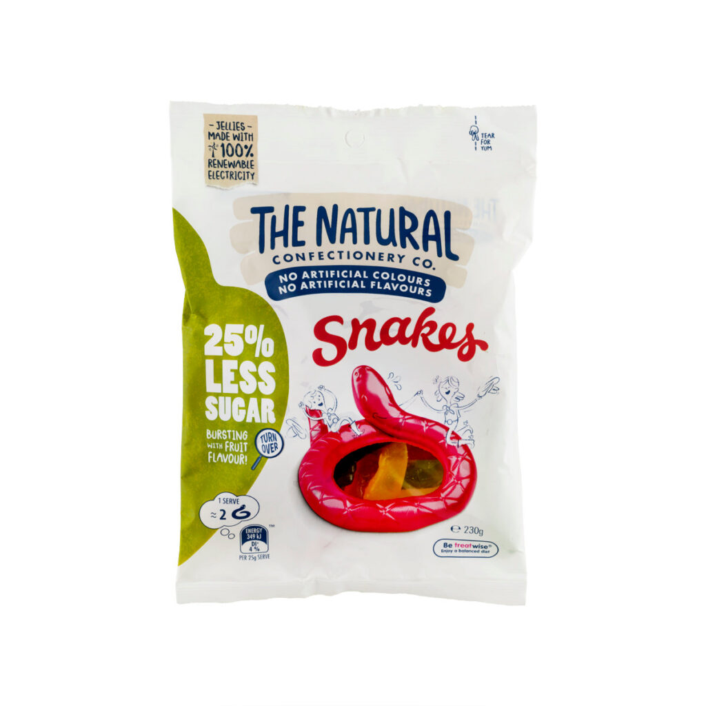 3x 230g Bags The Natural Confectionery Co. Snakes 25% Less Sugar ...